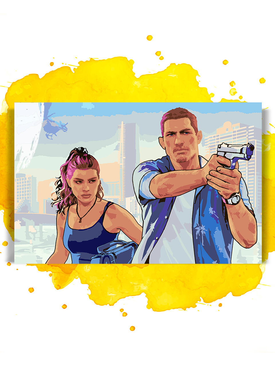 Картина по номерам на холсте GTA VI - Лусия и Джейсон, 40 х 60 см
