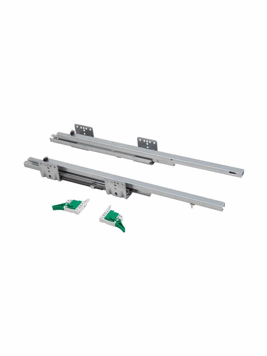 Направляющая скрытого монтажа L-550 с доводчиком ДСП до16mm с замками AKS SLIM SLIDE полное выдвижен