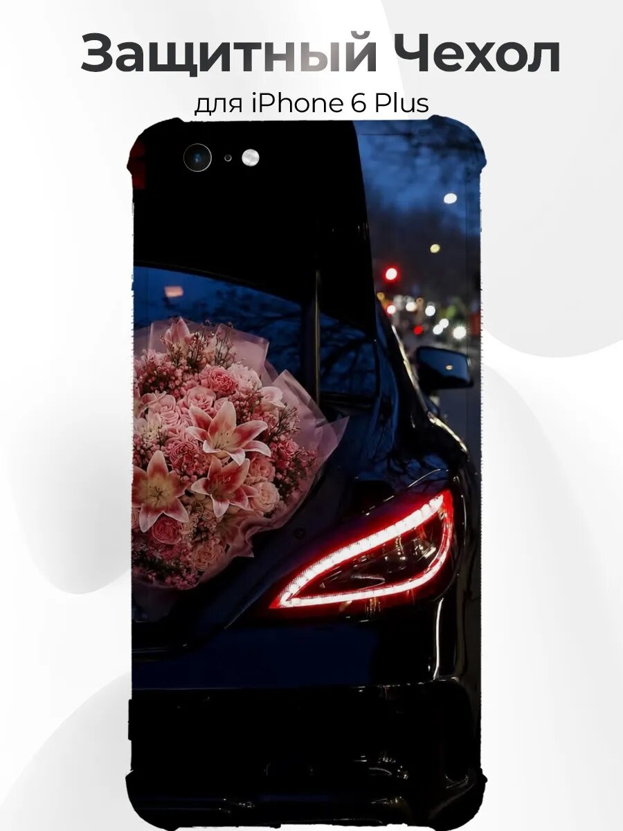 Чехол для iPhone 6 Plus Mercedes CLS C218 с розовым букетом