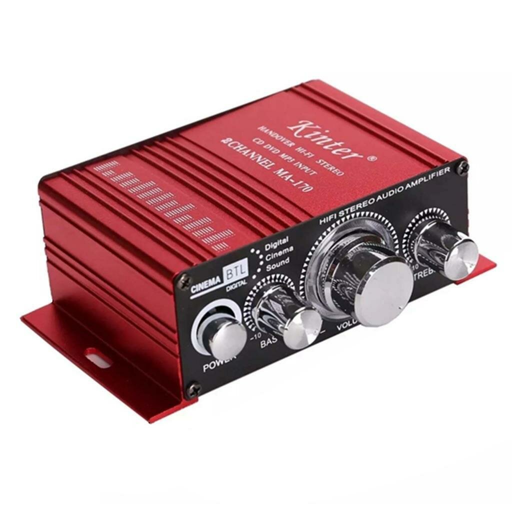 Красный мини-автомобильный/мотоциклетный MP3 Hi-Fi стерео аудиоусилитель