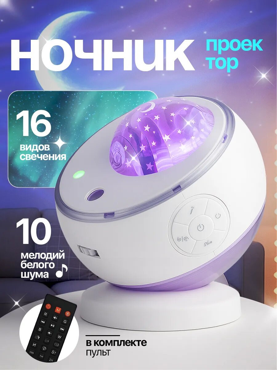 Ночник звездное небо проектор с белым шумом планетарий звезды