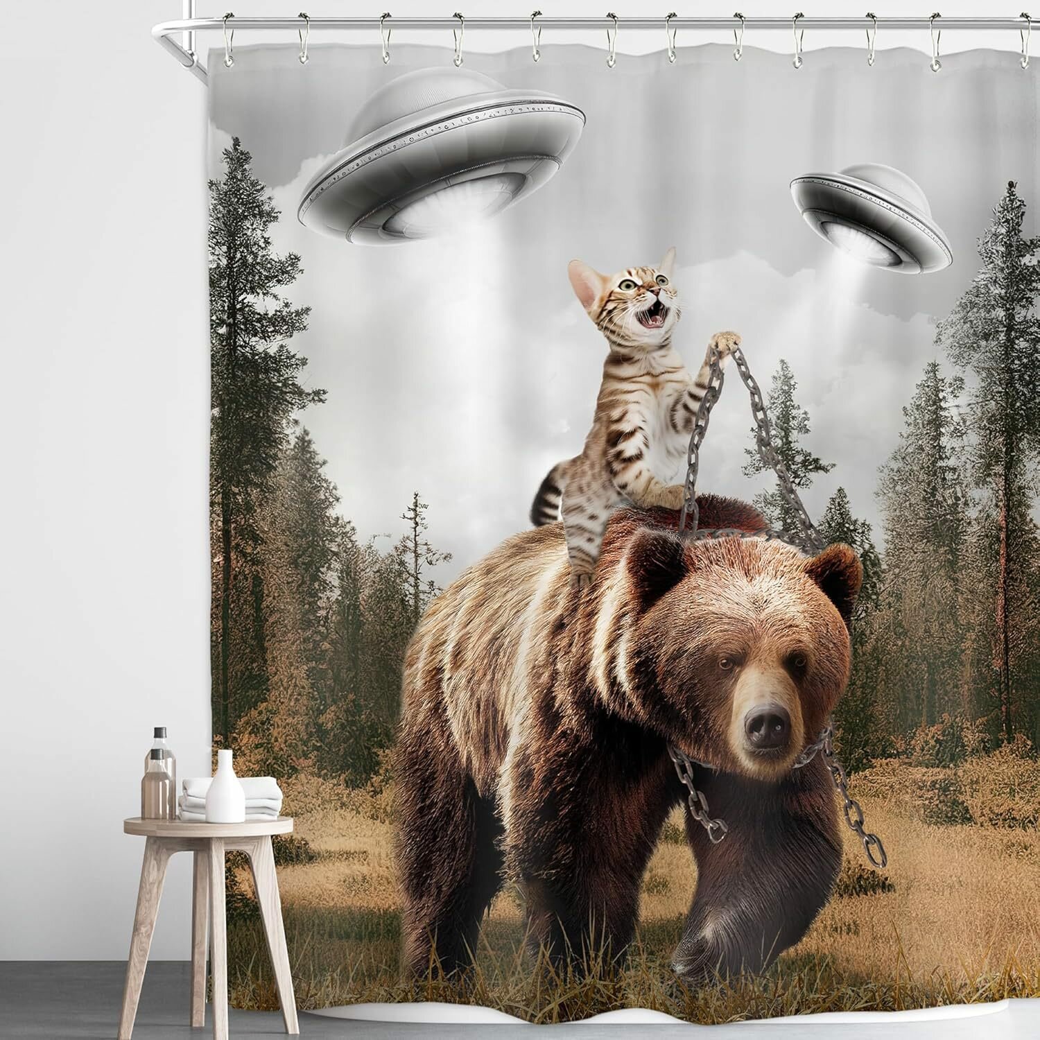 Кошка Boziqr катается на акуле с пистолетом，200*180cm
