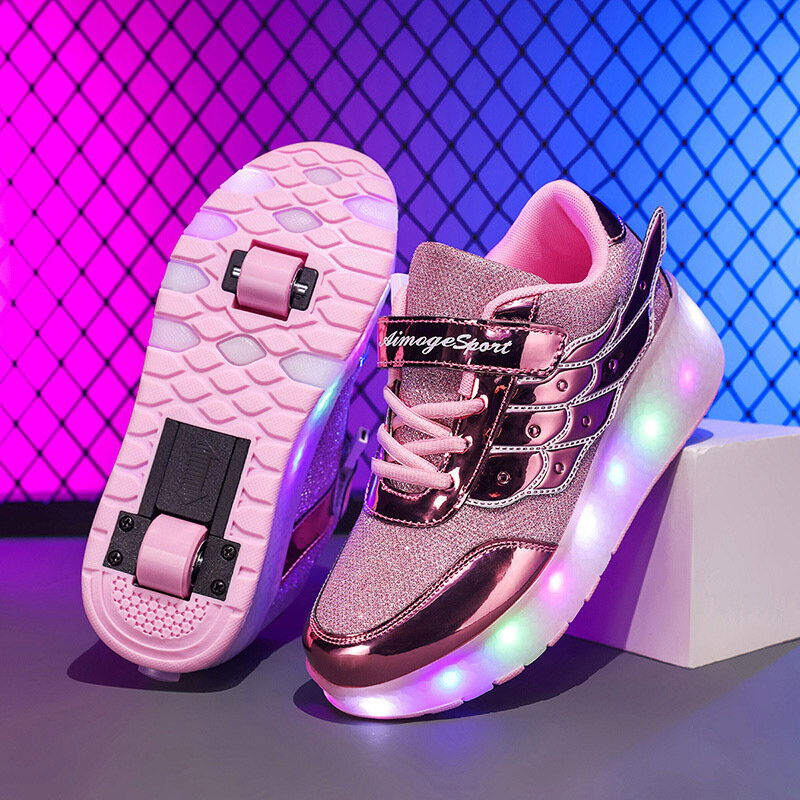Детские роликовые кроссовки Heelys для школьников 8-12 лет, автоматические выдвижные ролики для девочек с двойными