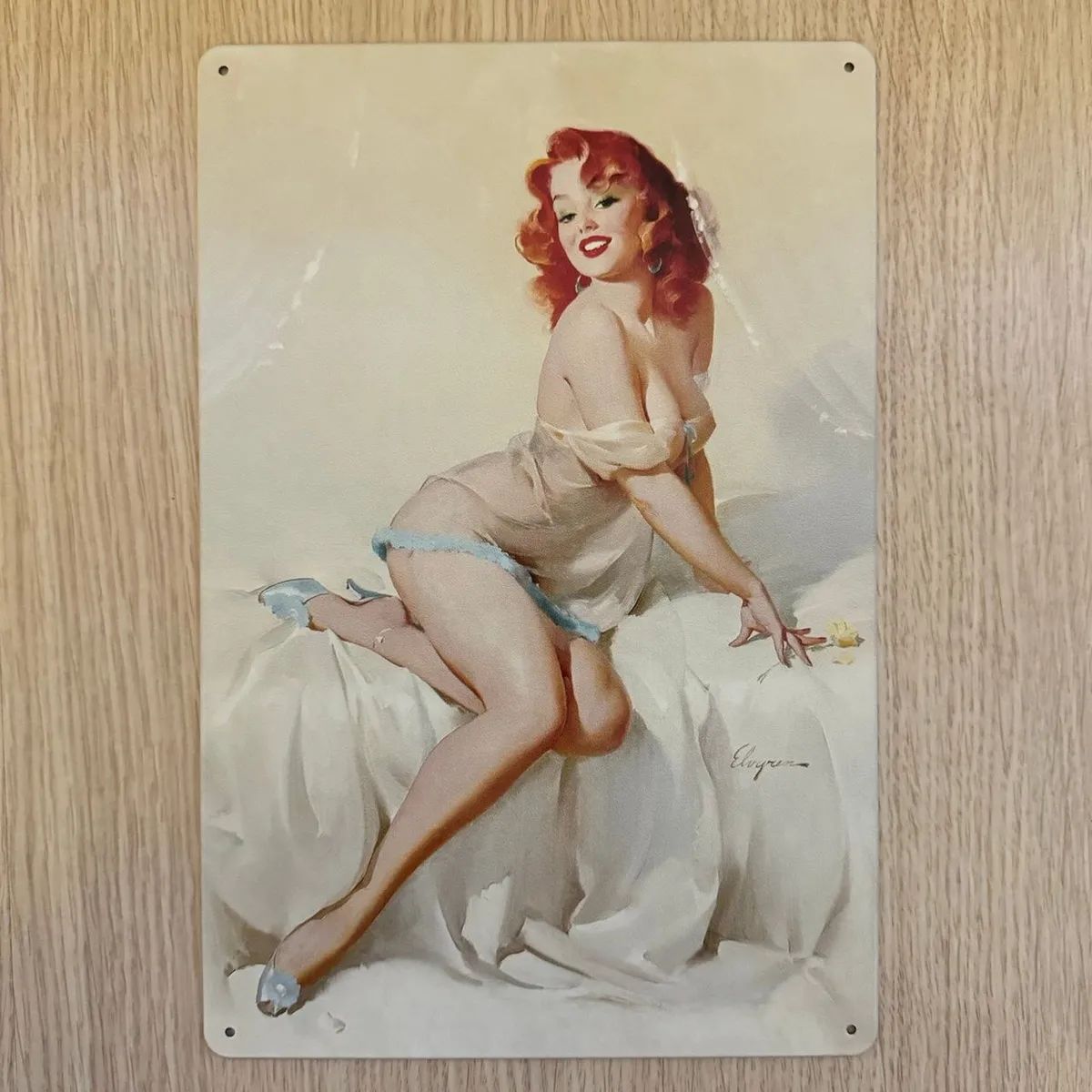 Табличка металлическая интерьерная Pin-Up Девушка Пинап