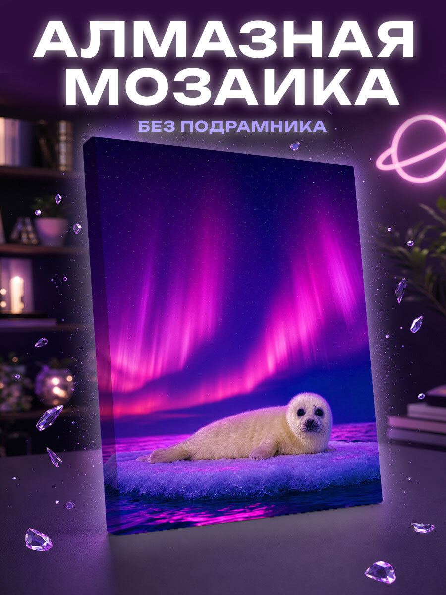 Алмазная мозаика Белёк под неоновым сиянием
