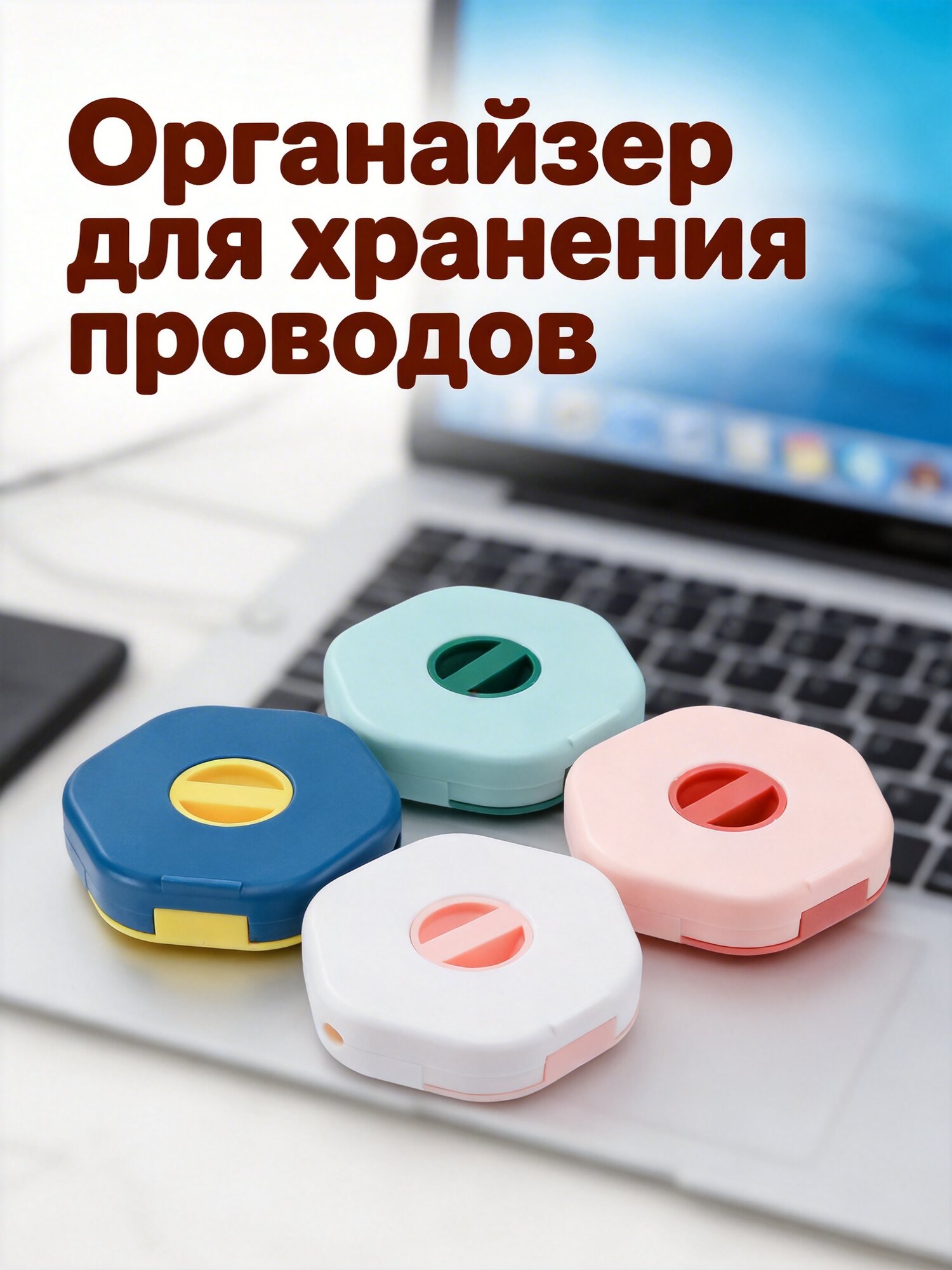 Органайзер Кабелей 4 Штуки Хранение Кабелей Для Наушников И Зарядных Деталей 7X7X1.7Cm