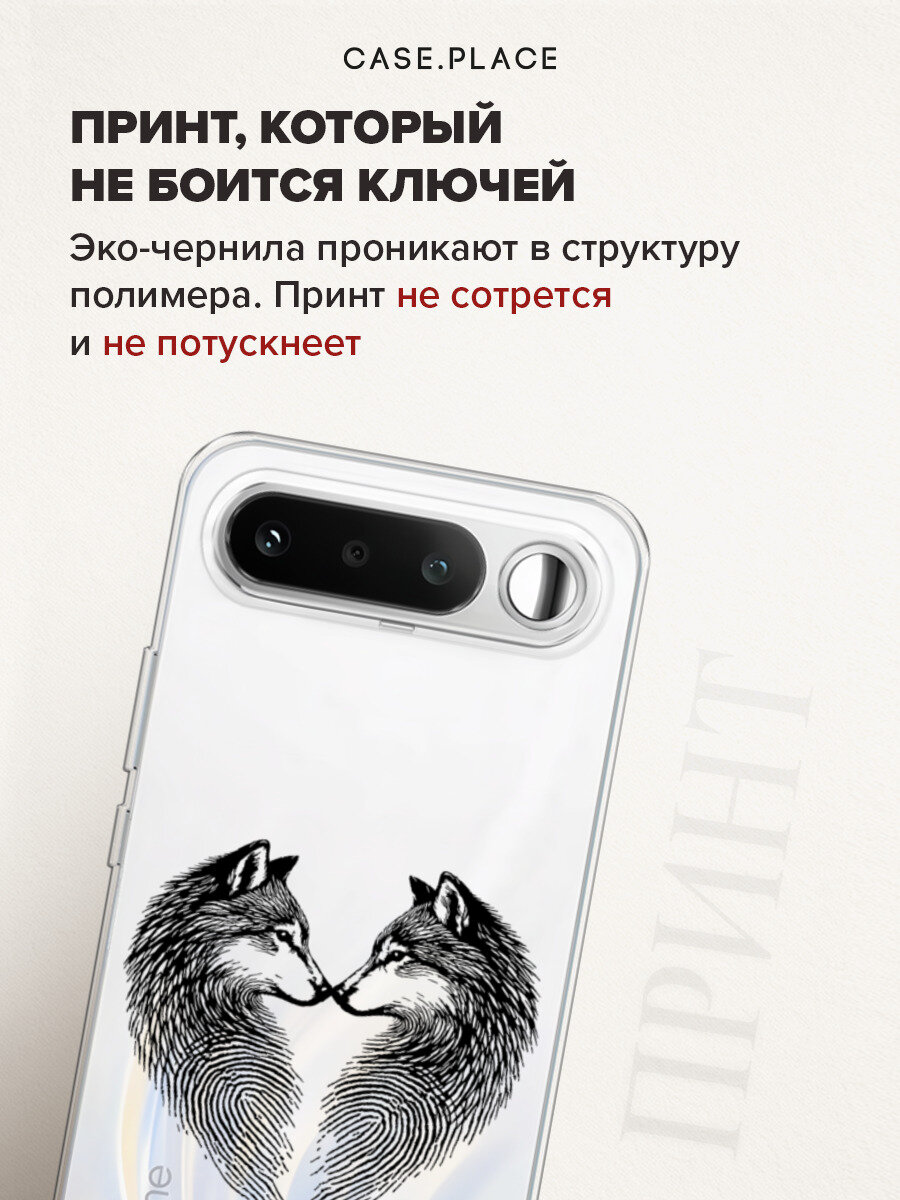 Силиконовый чехол на Realme 16 / Реалми 16 с принтом Отпечаток волков — фото 1