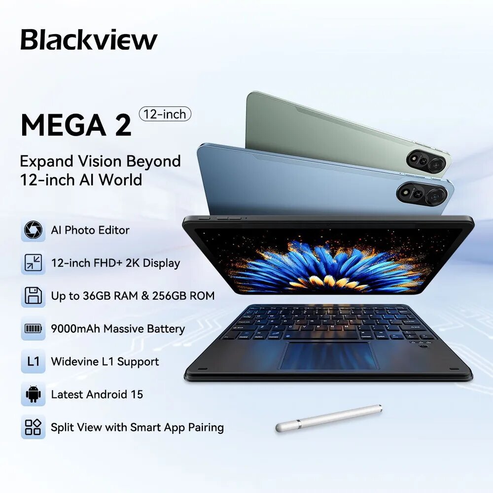 Blackview Планшет Mega 2, 12" 12 ГБ/256 ГБ, светло-зеленый