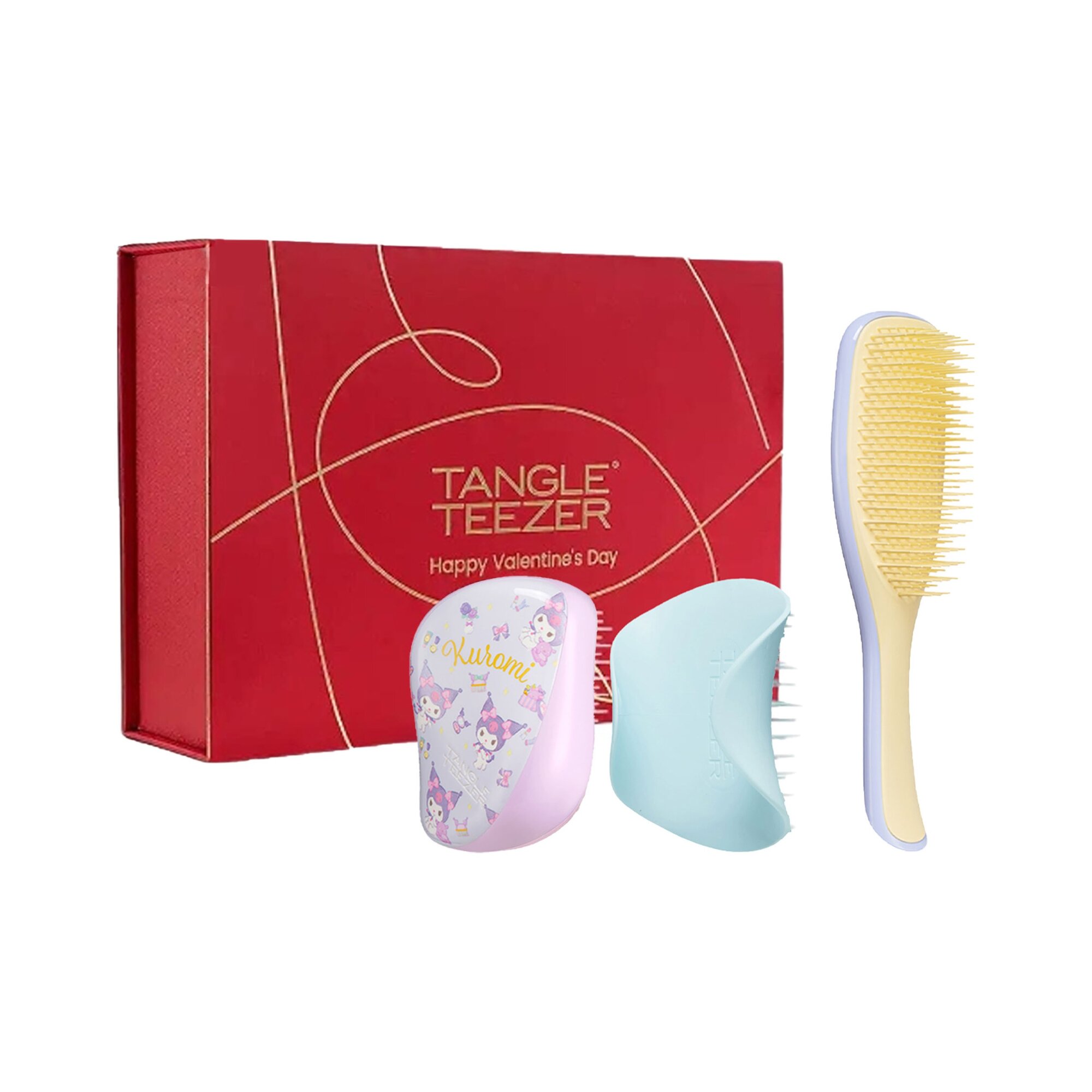 Принадлежности для парикмахерских Tangle Teezer 三件套：轻盈洗发梳淡蓝色+酷洛米豪华便携梳+灵巧顺发梳奶油布丁
