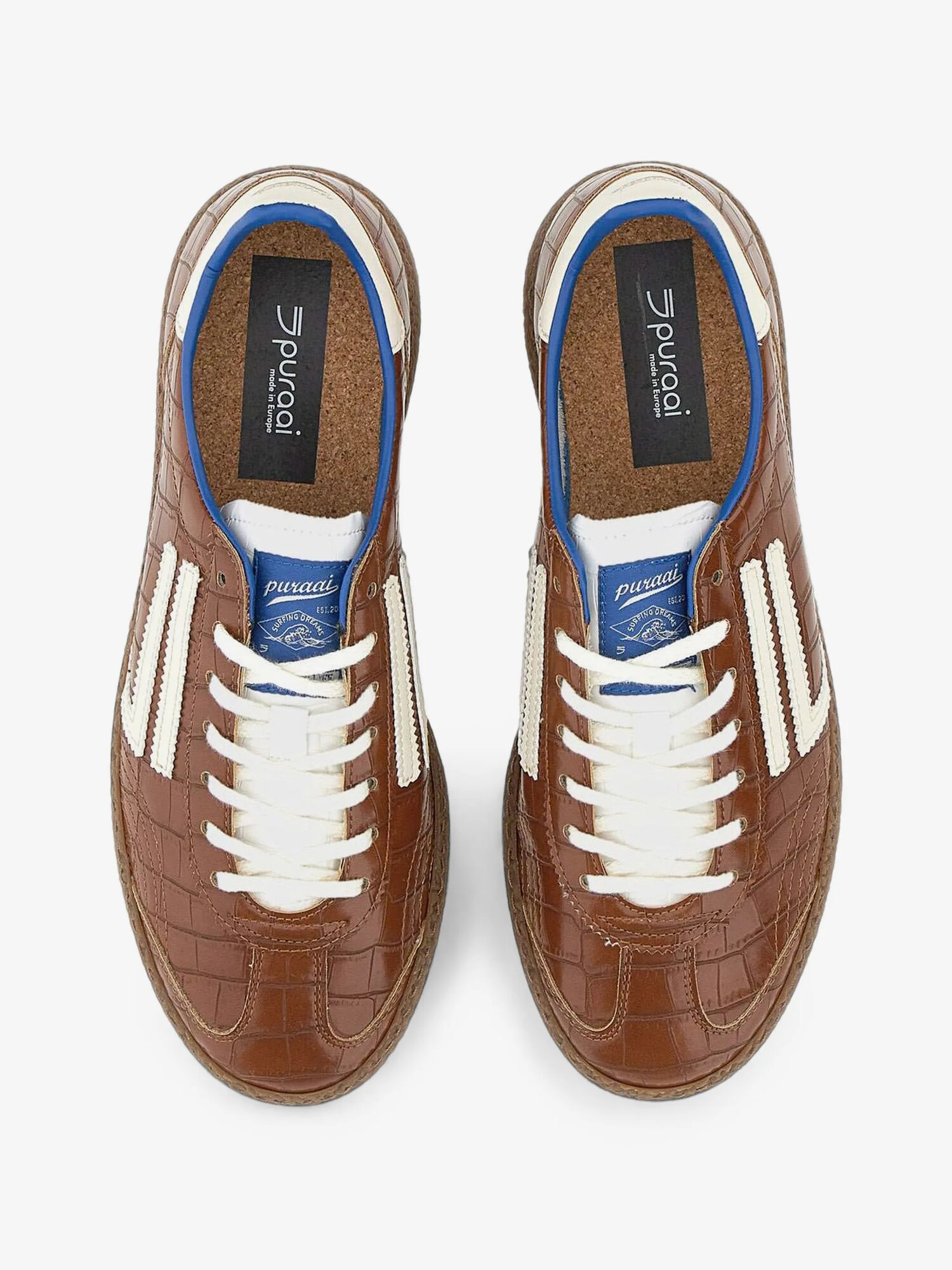 Кроссовки puraai Pecan croc-effect sneakers, размер 45, коричневый — фото 1