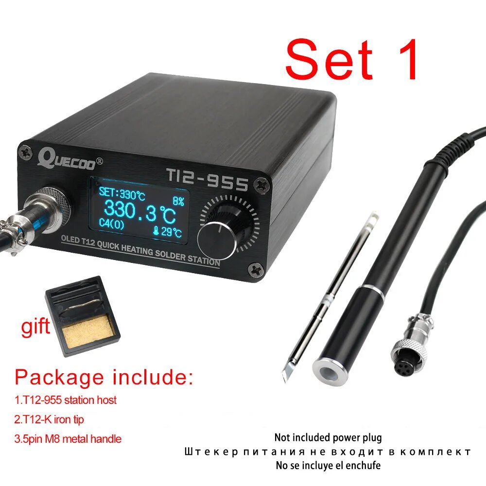 QUECOO T12-955 Паяльник с OLED дисплеем, Set 1