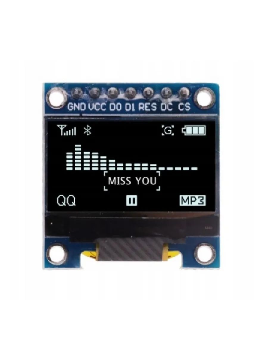 OLED дисплей 0.96 12864 SSD1306, белый, SPI/I2C, 7 pin, для Arduino, ESP32, ESP8266, STM32, Raspberry Pi