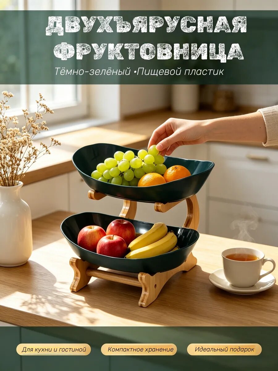 Ваза для фруктов двухъярусная разборная пластиковая