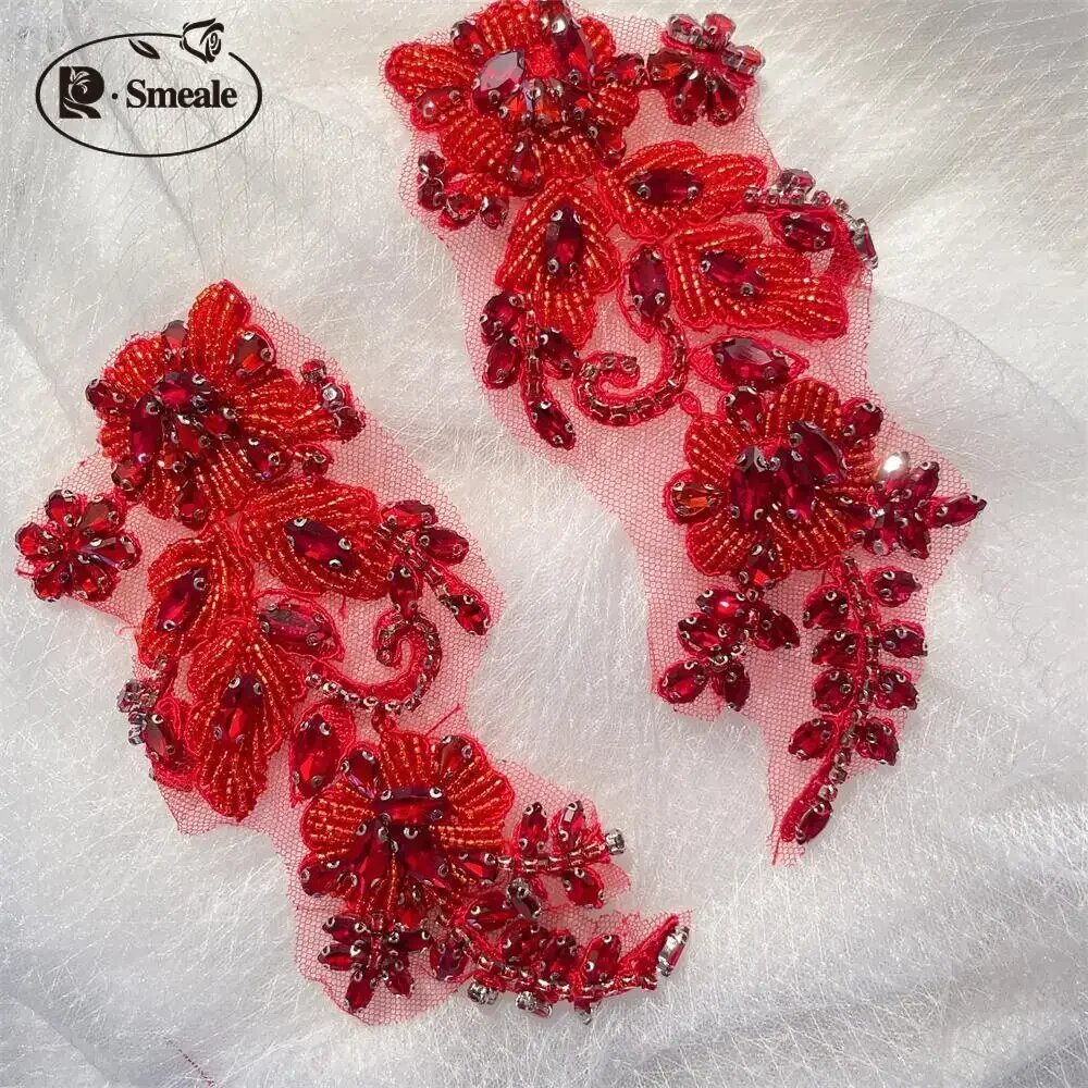 Стеклянные зеркальные цветы для вышивания R SMEALE Red