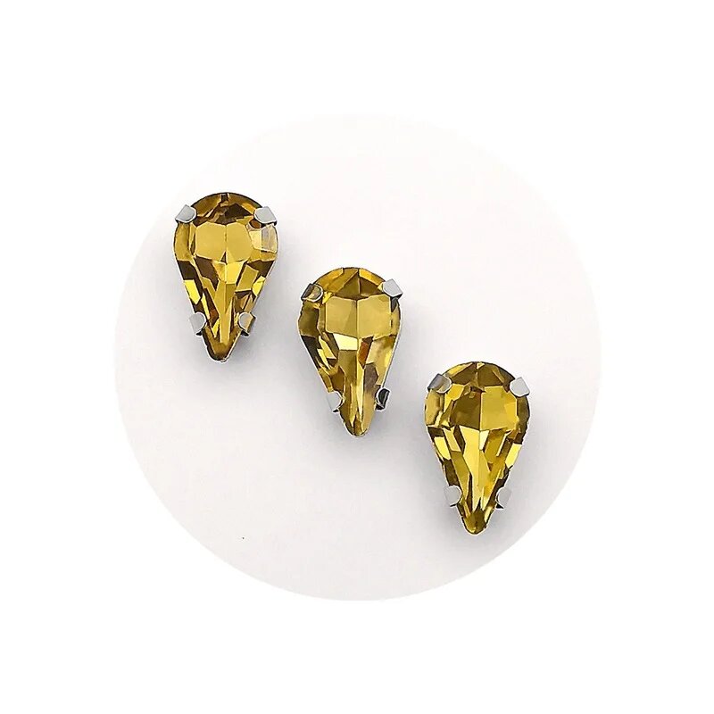 Стразы каплевидные стеклянные, 50шт, Golden yellow