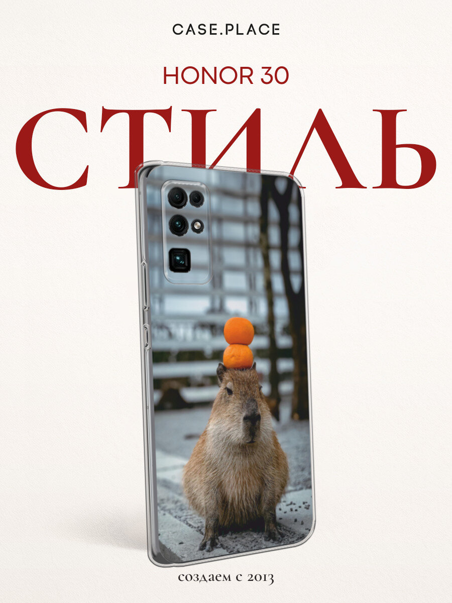 Силиконовый чехол на Honor 30 / Хонор 30 с принтом Капибара медитирует