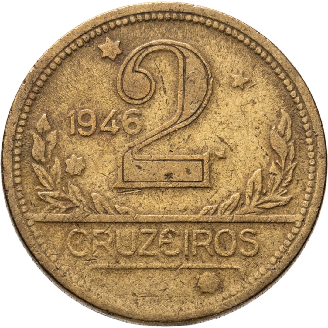 Бразилия 2 крузейро cruzeiros 1946, Бронза, в сохранности VF