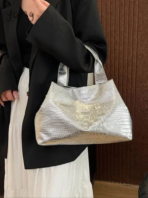 Сумка шоппер  YY1114 Silver, фактура гладкая, серебро — фото 1