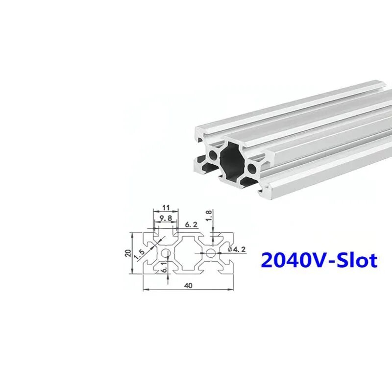 Алюминиевый профиль 2040 100-1000 мм для 3D принтера 550mm, Sliver-2040V