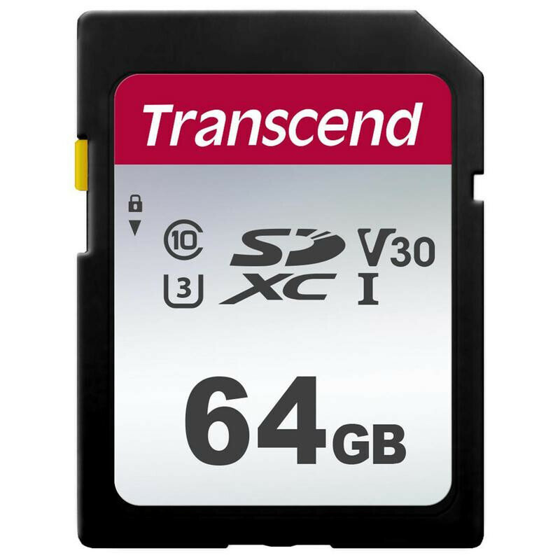 Transcend 64 ГБ Карта памяти, Черный, Карта памяти Transcend 300S SDXC 64Gb UHS-I Cl10