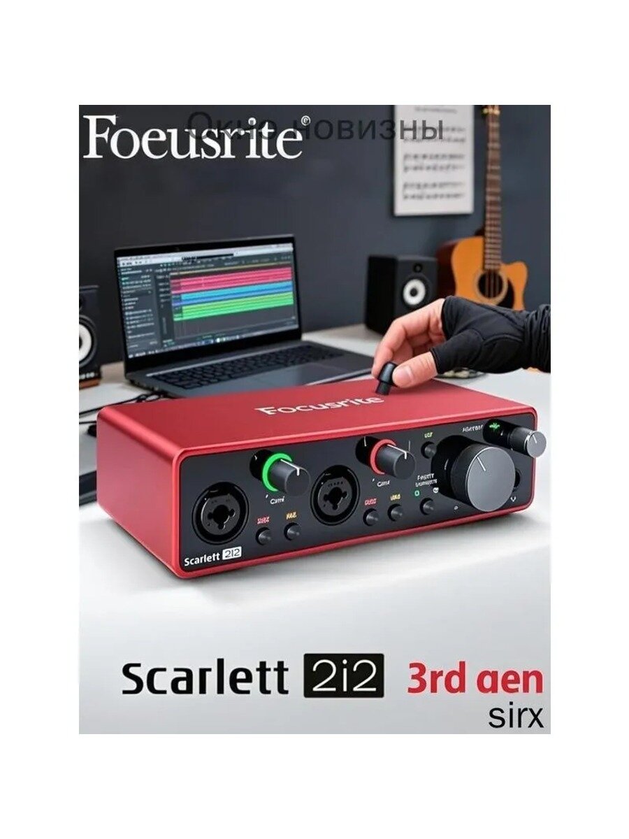 Аудиоинтерфейс Scarlett 2i2 3rd Gen для студийной звукозаписи, проводной, XLR, 24-бит/192 кГц