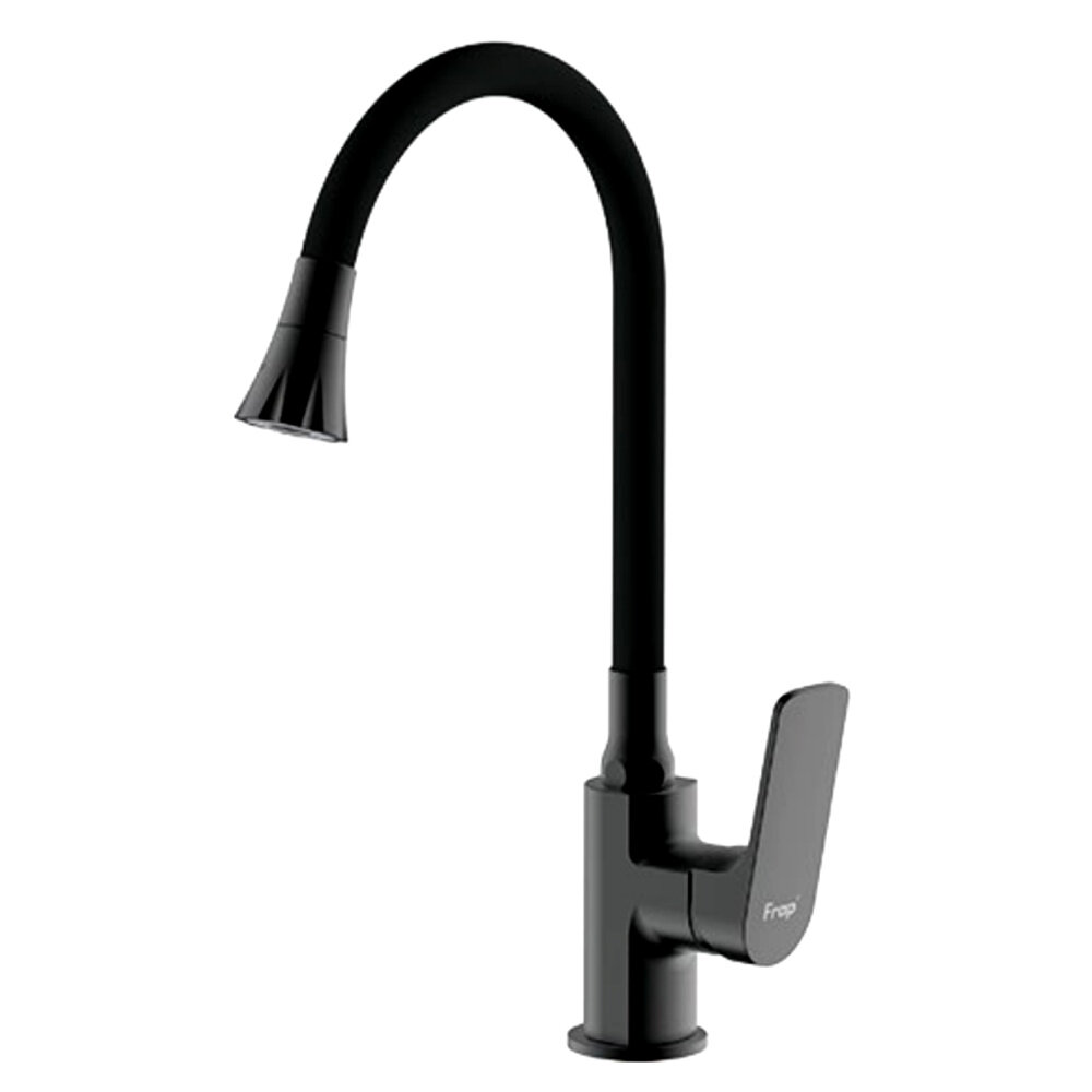 Смеситель для кухни с гибким изливом и режимом душ FRAP F4486-6, черный