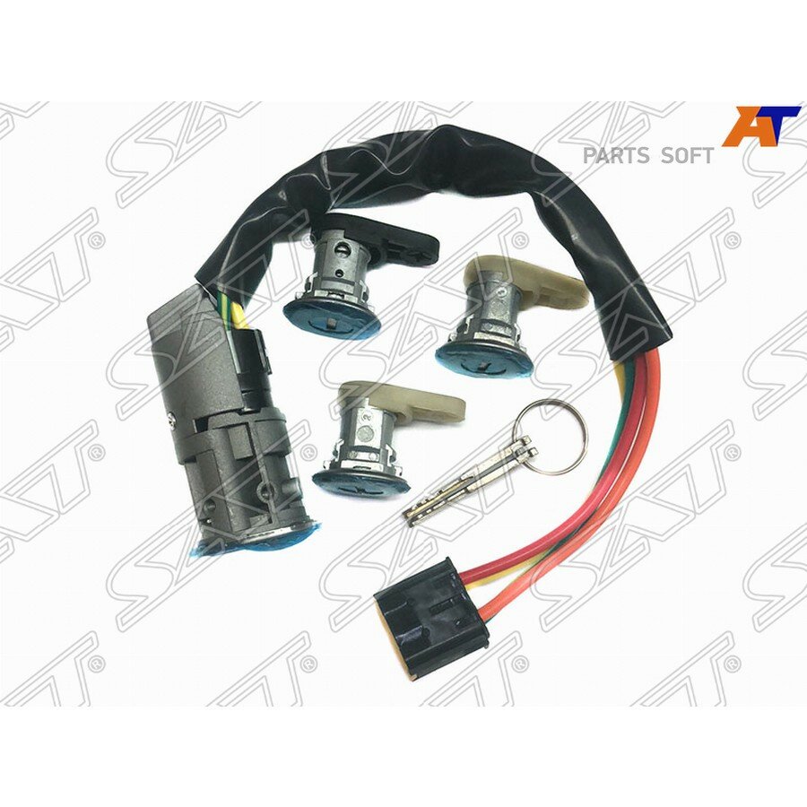 Личинка замка Renault Logan 04-16 / Sandero 09-14 ((комплект с ключами + личинки дверей)) от официального дистрибьютора, SAT, артикул STDC01410LA0