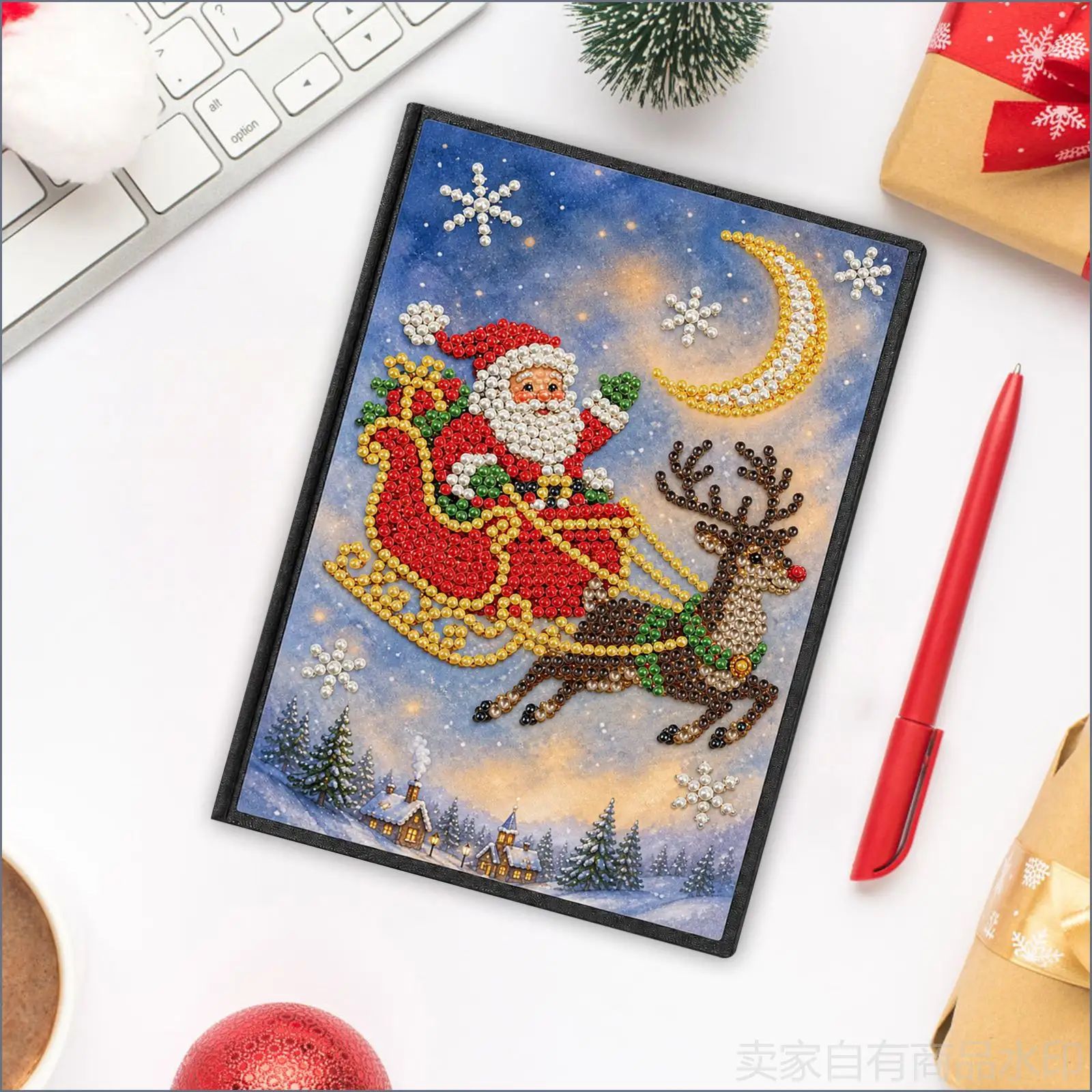 Частичная выкладка бриллиантами Sleigh Night альбом для рукоделия A5 с перламутровыми фигурными стразами