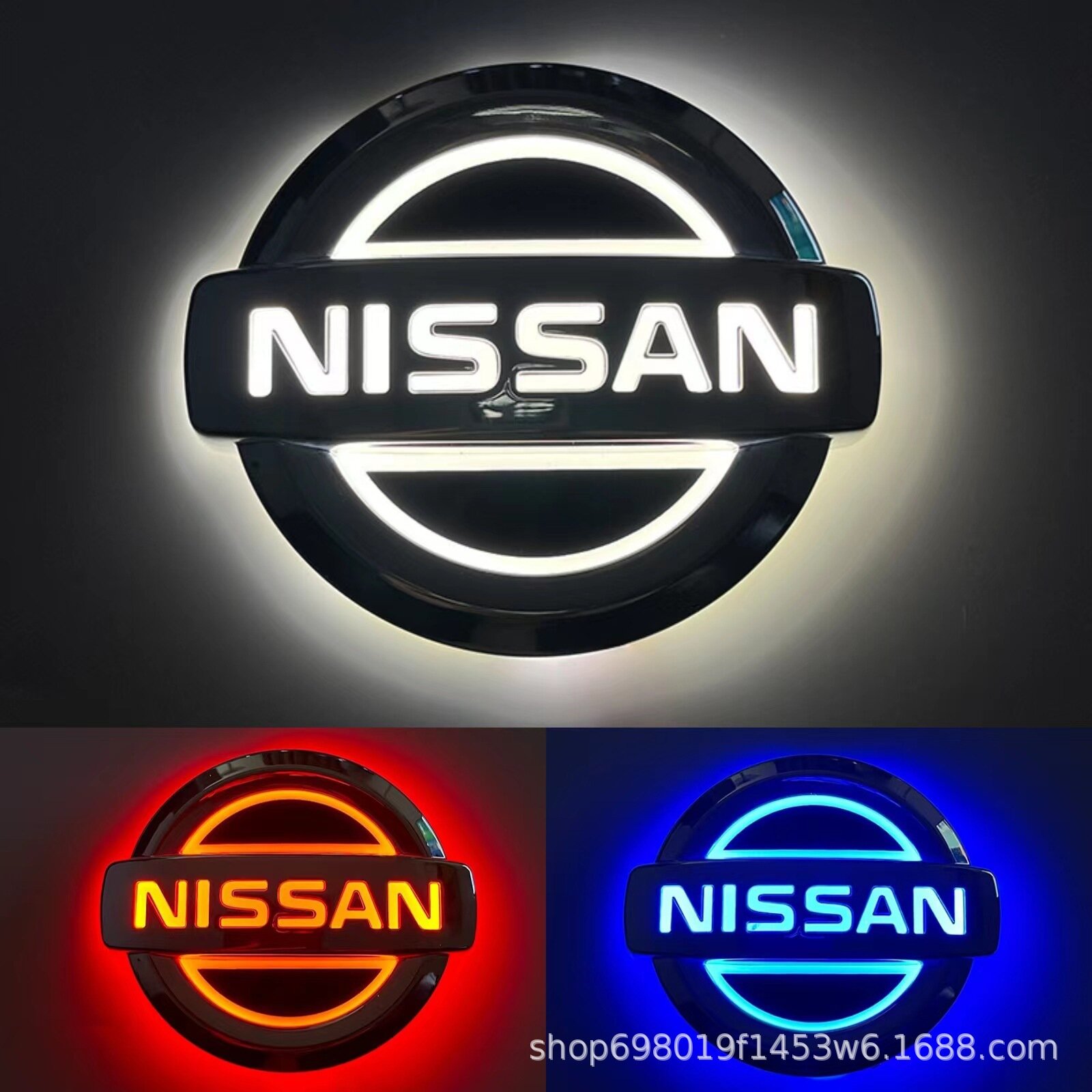 5D Светящаяся Эмблема Для Nissan Tiida X-Trail Livina Gloria Sunny Задний Значок Светодиодный Синий 11.7x10см