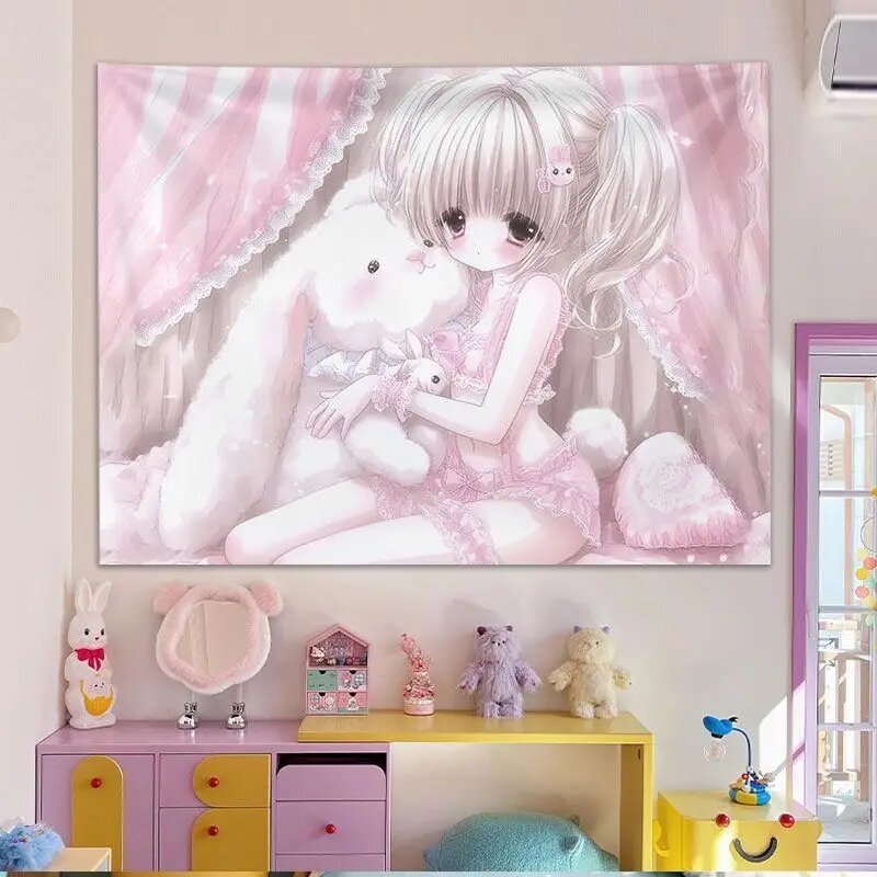 VIKAMA Гобелен с аниме-девушкой 100% полиэстер 60X90CM(2X3FT, BU-5