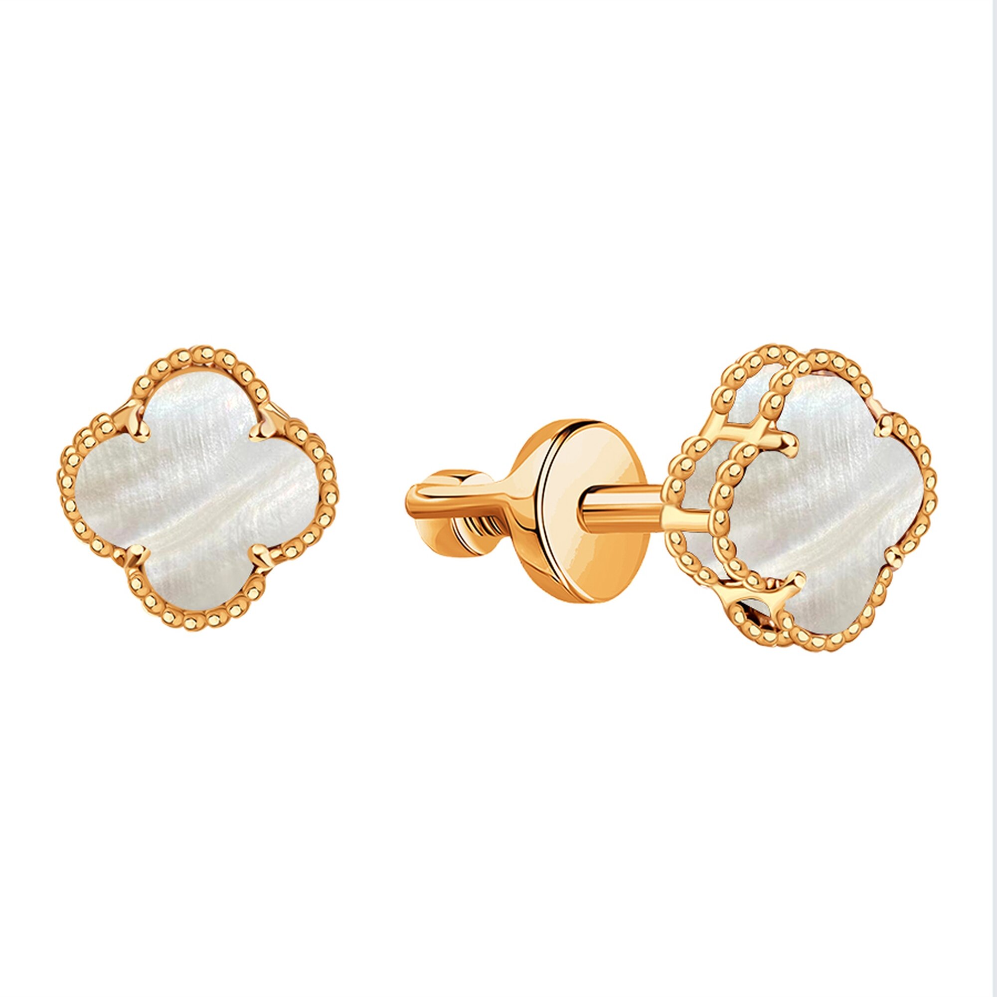 Серьги Diamant online, красное золото, 585 проба, перламутр