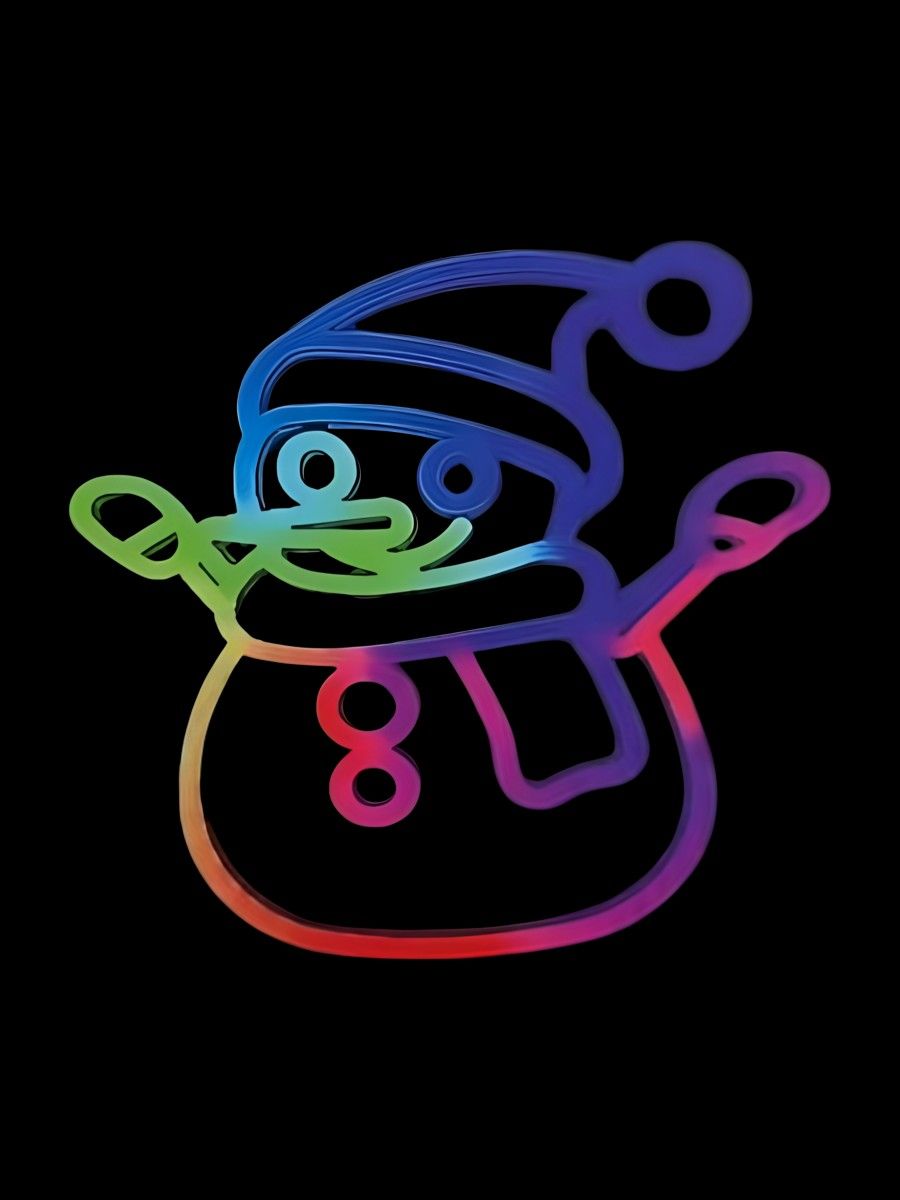 Неоновый светильник (умная гирлянда) Снеговик RGB (KY-0618) bluetooth с управлением через телефон и пультом ДУ, питание от USB, 31.5х28.5 см