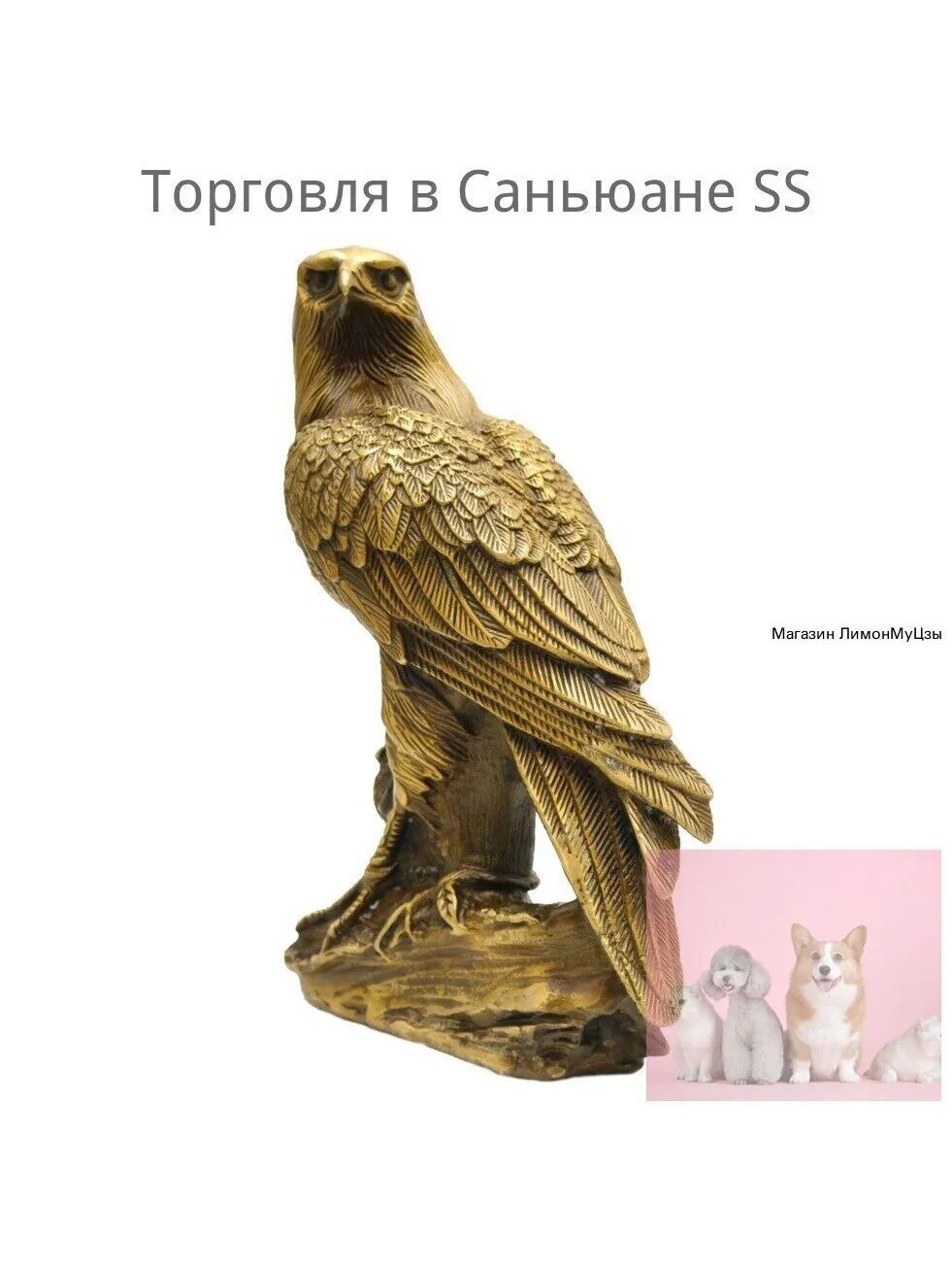 Статуэтка Орел, статуэтка феншуй, бронза (22/13/7 см,1,2 кг.) Красивый цвет O042, высота 22 см