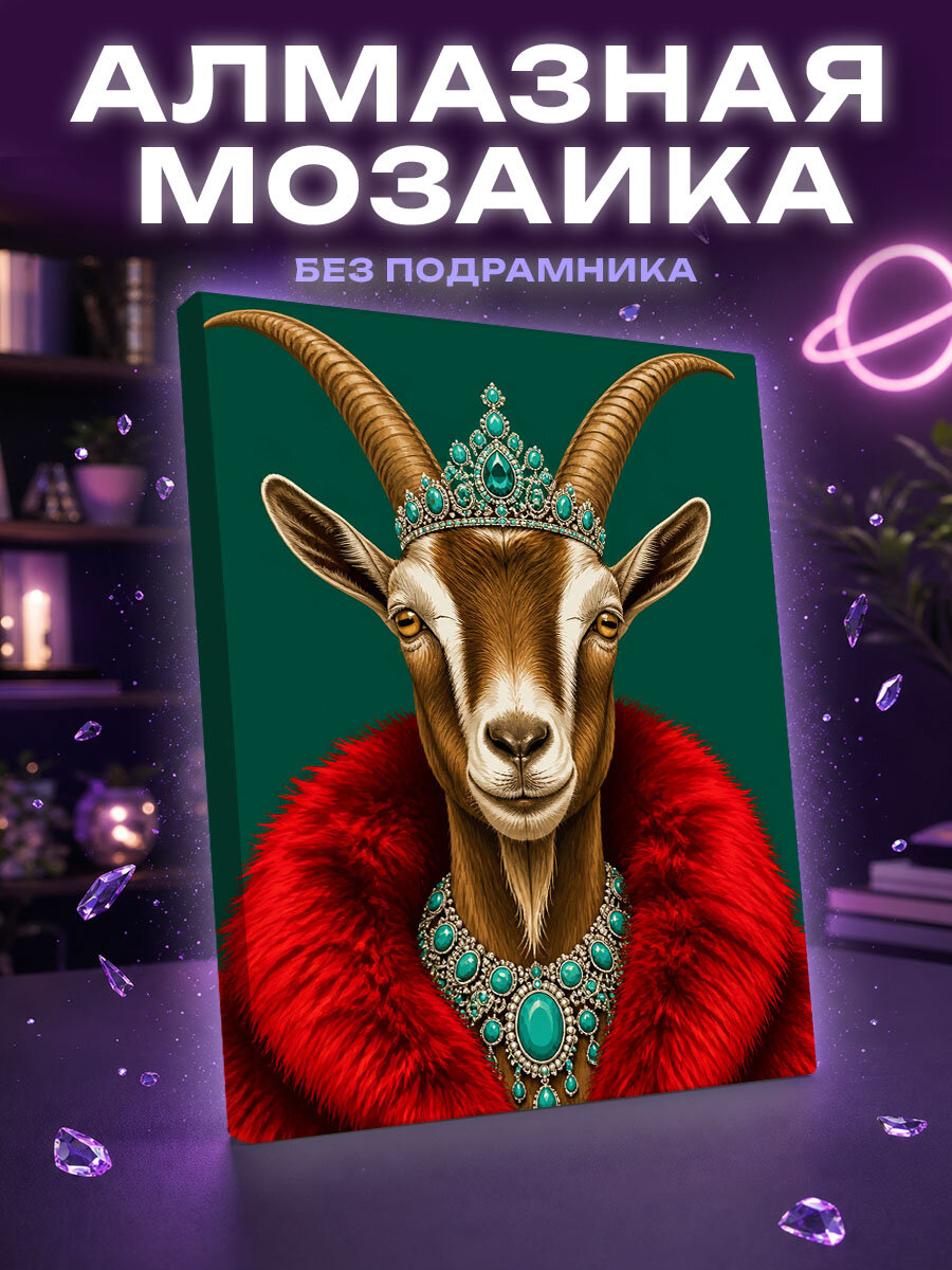 Алмазная мозаика Коза в изумрудном Vogue