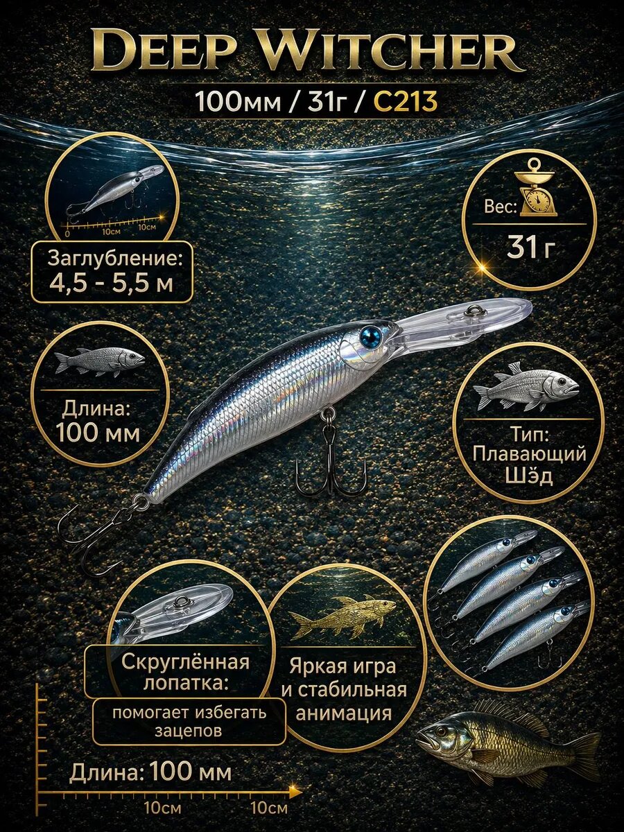 Воблер для троллинга German Deep Witcher 100 мм 31 гр C213