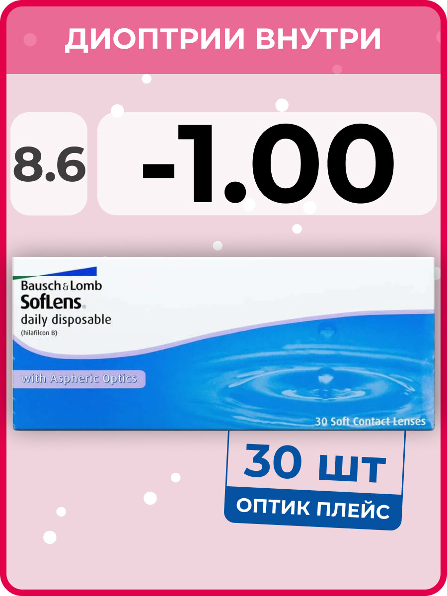 Контактные линзы Bausch & Lomb Soflens Daily Disposable (30 линз) -1.00 R 8.6