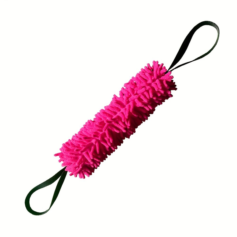 Прочная игрушка для жевания собак с двумя ручками, мягкая плюшевая игрушка для перетягивания и кусания, интерактивный инструмент для обучения, предназначена для игры в перетягивание каната, подходит для щенков, красный, 12.99*2.36*2.36 дюйм