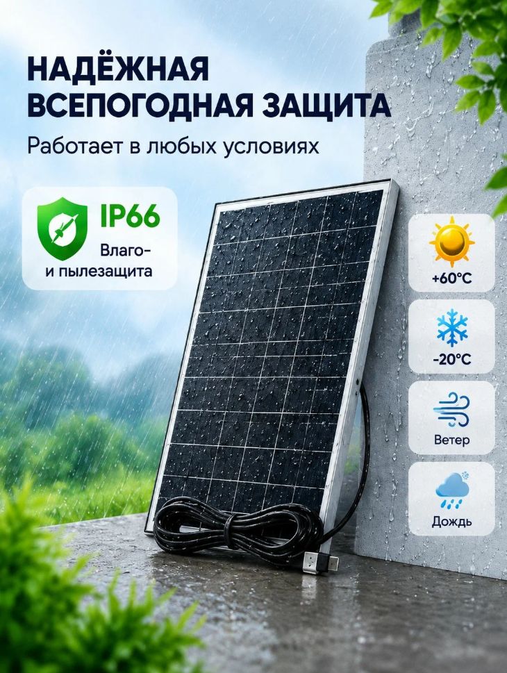 Солнечная панель 5V универсальная уличная водонепроницаемая панель для питания нескольких устройств. — фото 1