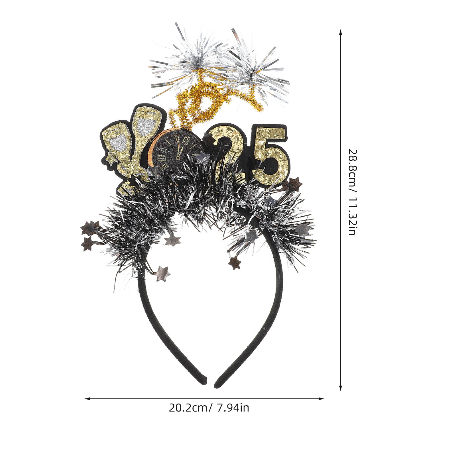 Головной Убор С Глиттером Звезда Happy New Year Тиара 2025 Для Праздничной Вечеринки Размер 28 80X20 20X1 00Cm