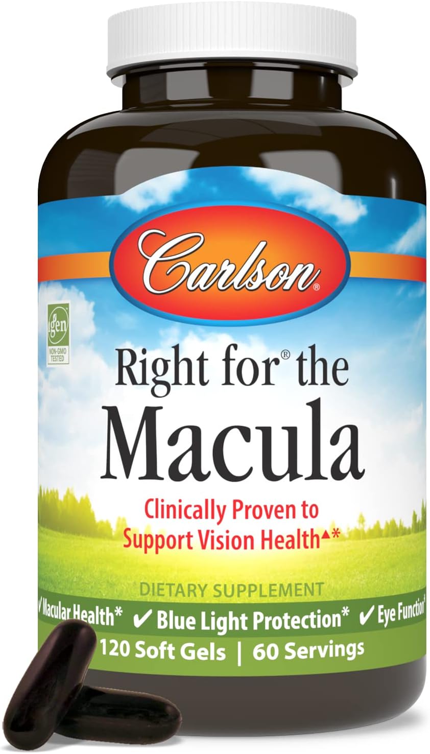 Carlson, Kомплекс для здоровья глаз с ДГК, лютеином и зеаксантином, Right for the Macula, 120 мягких таблеток