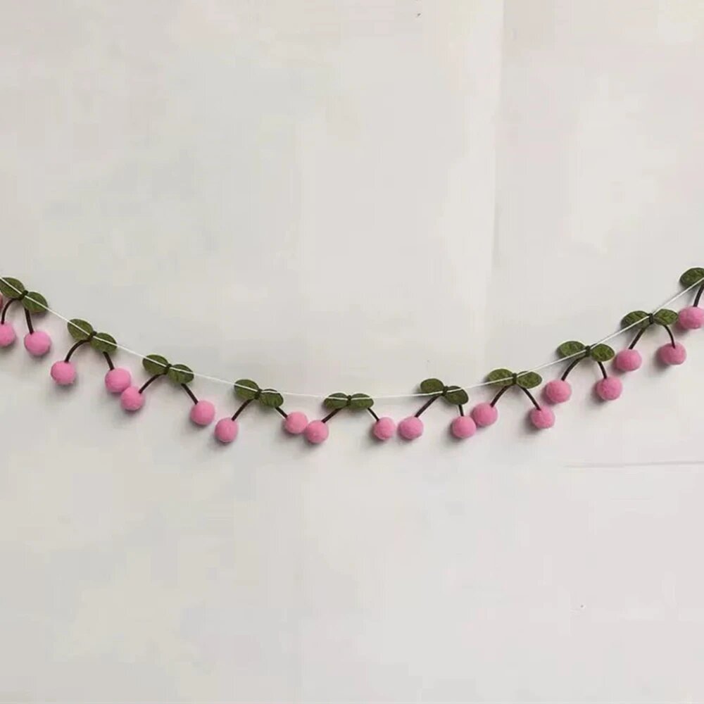 Гирлянда из фетра с цветами вишни для первого дня рождения Розовый, pink