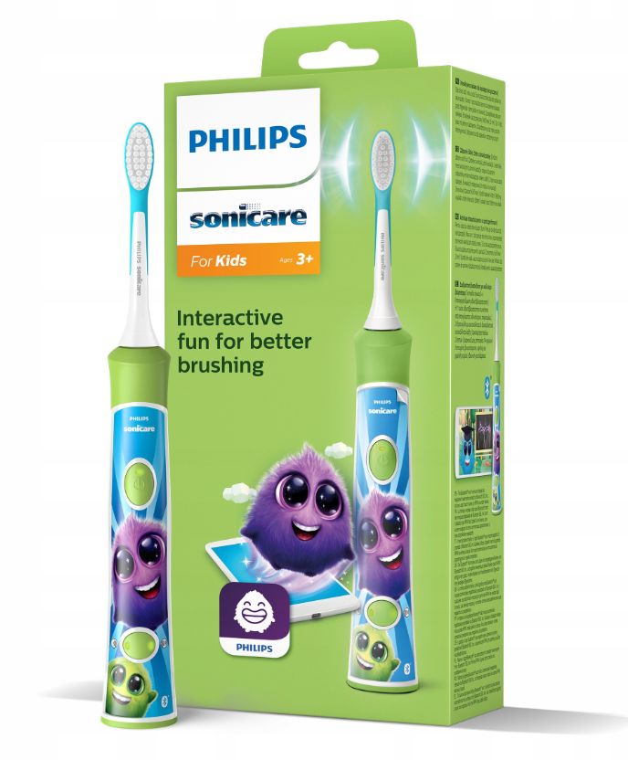 Детская звуковая зубная щетка Philips Sonicare Kids, зеленая, HX6352/11