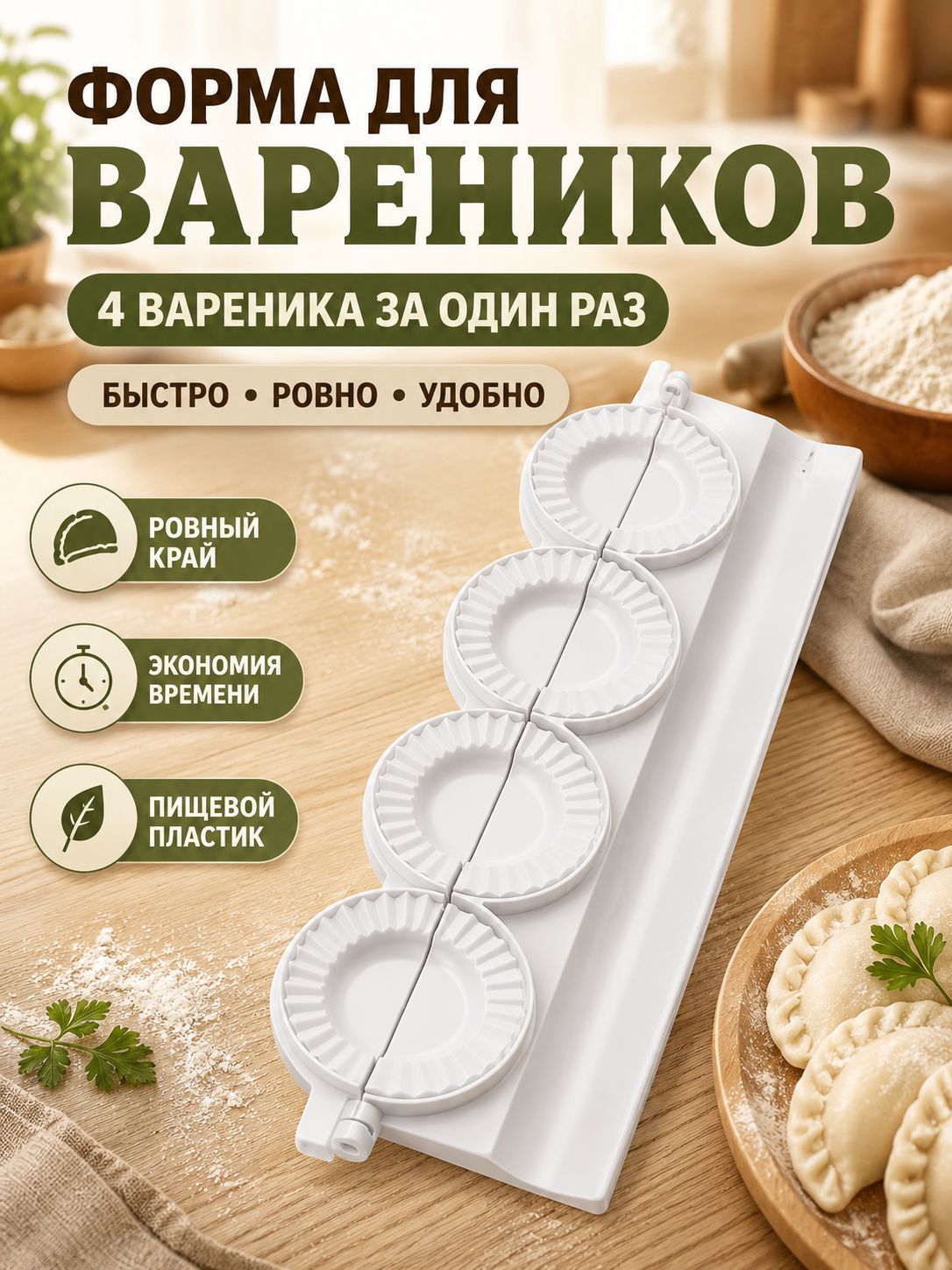 Форма для пельменей 1 шт, 7 см, длина 31.8 см, Артикул: 5549594258