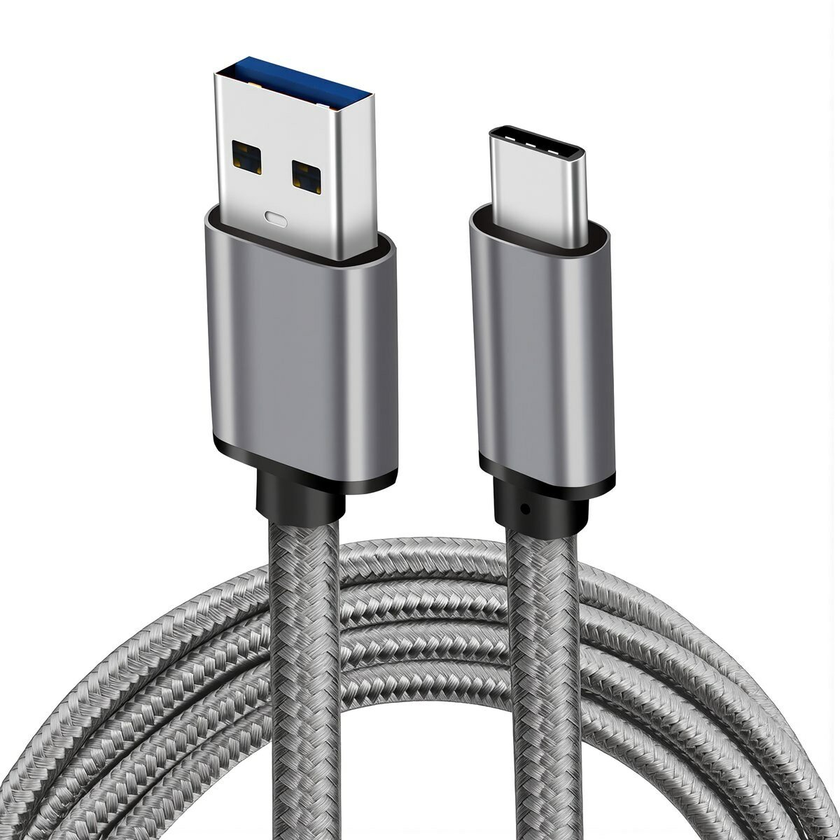 Кабель USB 3.2 Type-C плетеный 1 метр черный 3А 10Гбит/с быстрая зарядка передача данных для андроид гаджетов