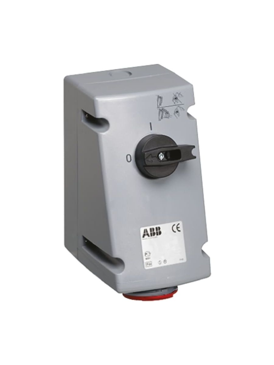 Розетка силовая промышленная ABB 432MVS6 32А 3P+N+E 415В IP44 с выключателем и блокировкой, 2CMA167709R1000