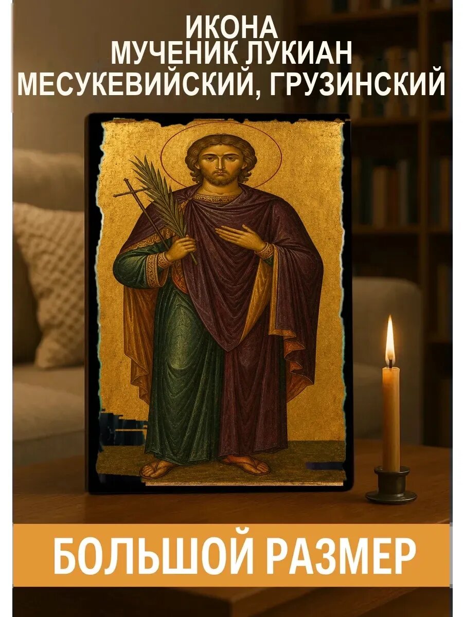 Икона Мученик Лукиан Месукевийский, Грузинский, на дереве, 30×40 см