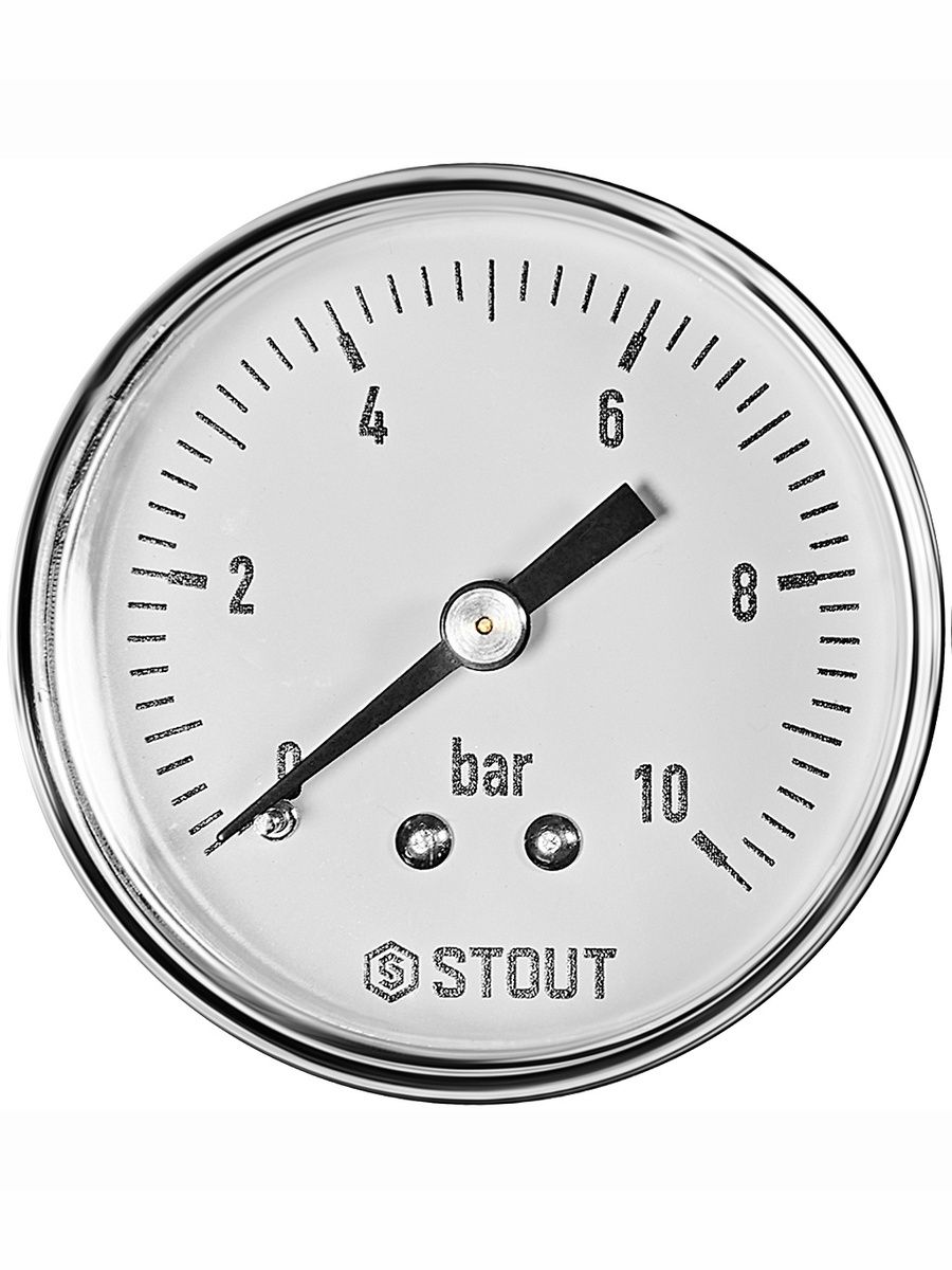 Манометр аксиальный Stout 50 мм, 0-10 бар, подключение 1/4