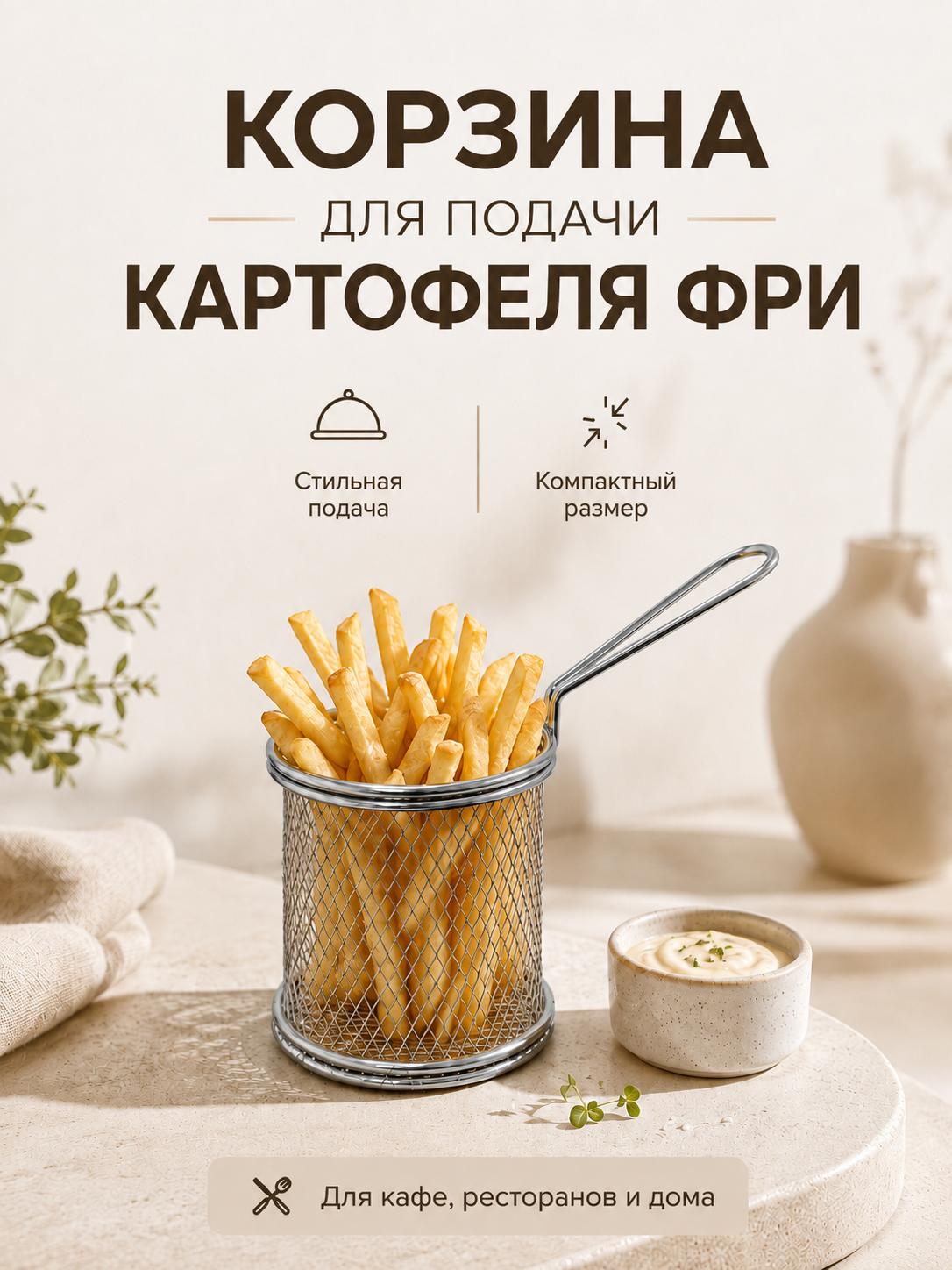 Корзина для подачи картофеля фри круглая
