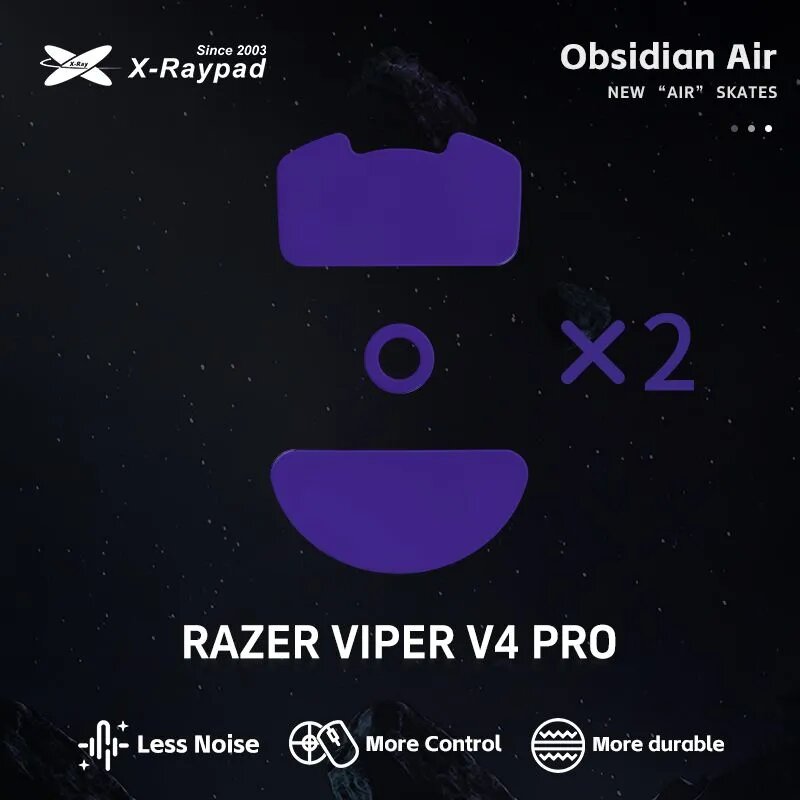 Ножки для мыши (глайды) X-Raypad Obsidian Air Mouse Skates for Razer DeathAdder V4 Pro Proкомплект из 2-х наборов