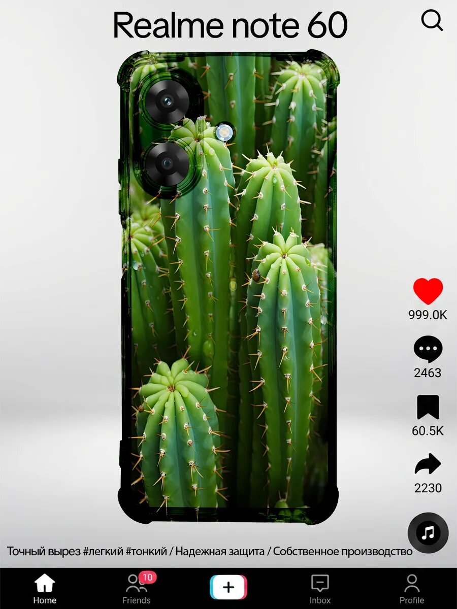 Чехол на Realme Note 60/60X с принтом Кактусы